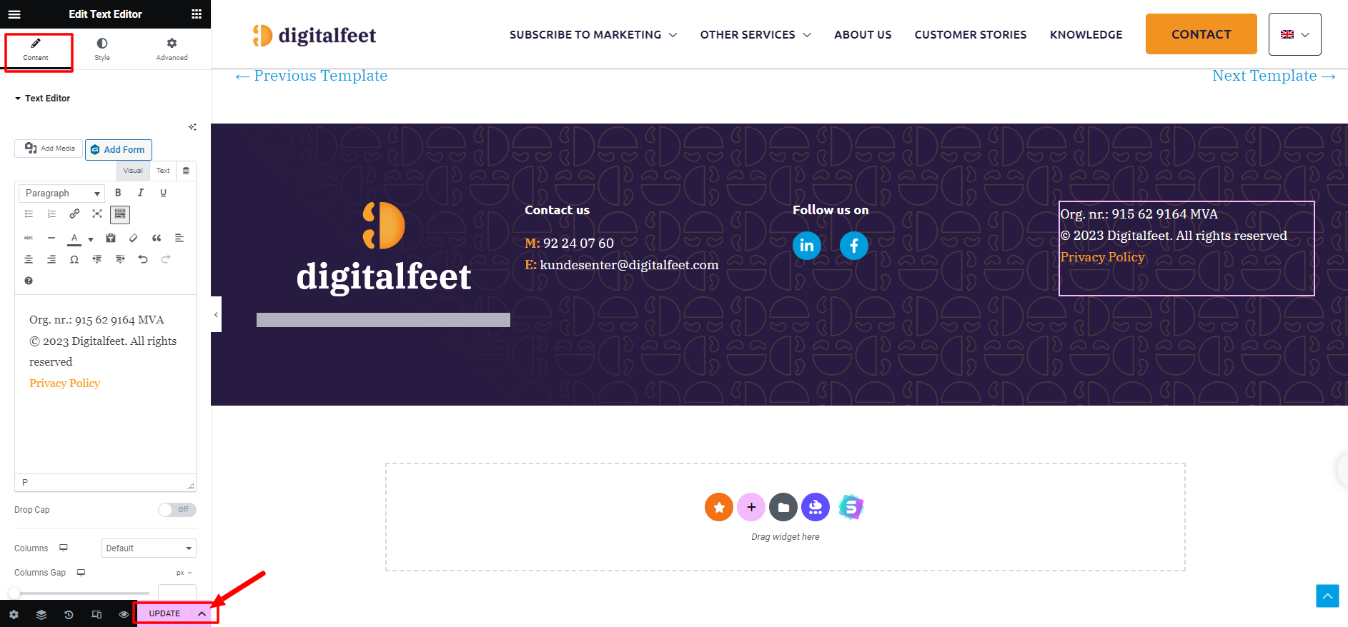 How To Edit Footer Information With Elementor | Digitalfeet