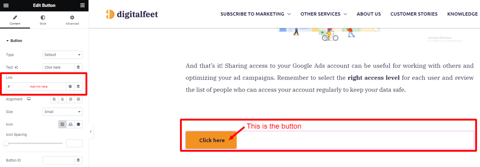 How To Add A Button Linked To Another Page With Elementor | Digitalfeet